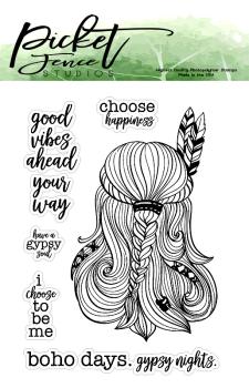 Picket Fence Studios Boho Gypsy Girl Clear Stamps (BH-102) Mädchen ...