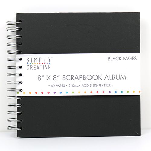 Simply Creative Scrapbook Album "Black" 8"x8" (SCALB016) - Faltkarten.com