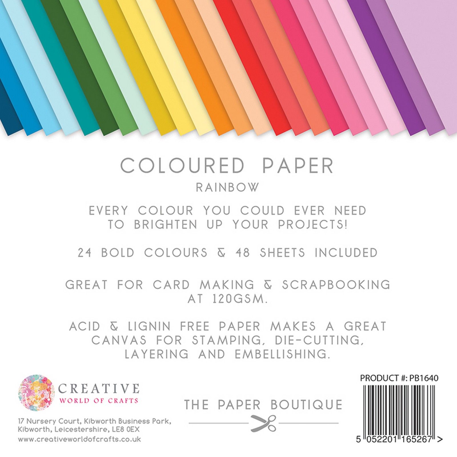 The Paper Boutique Coloured Paper Everyday Rainbow Cardstock 8x8 Inch ...