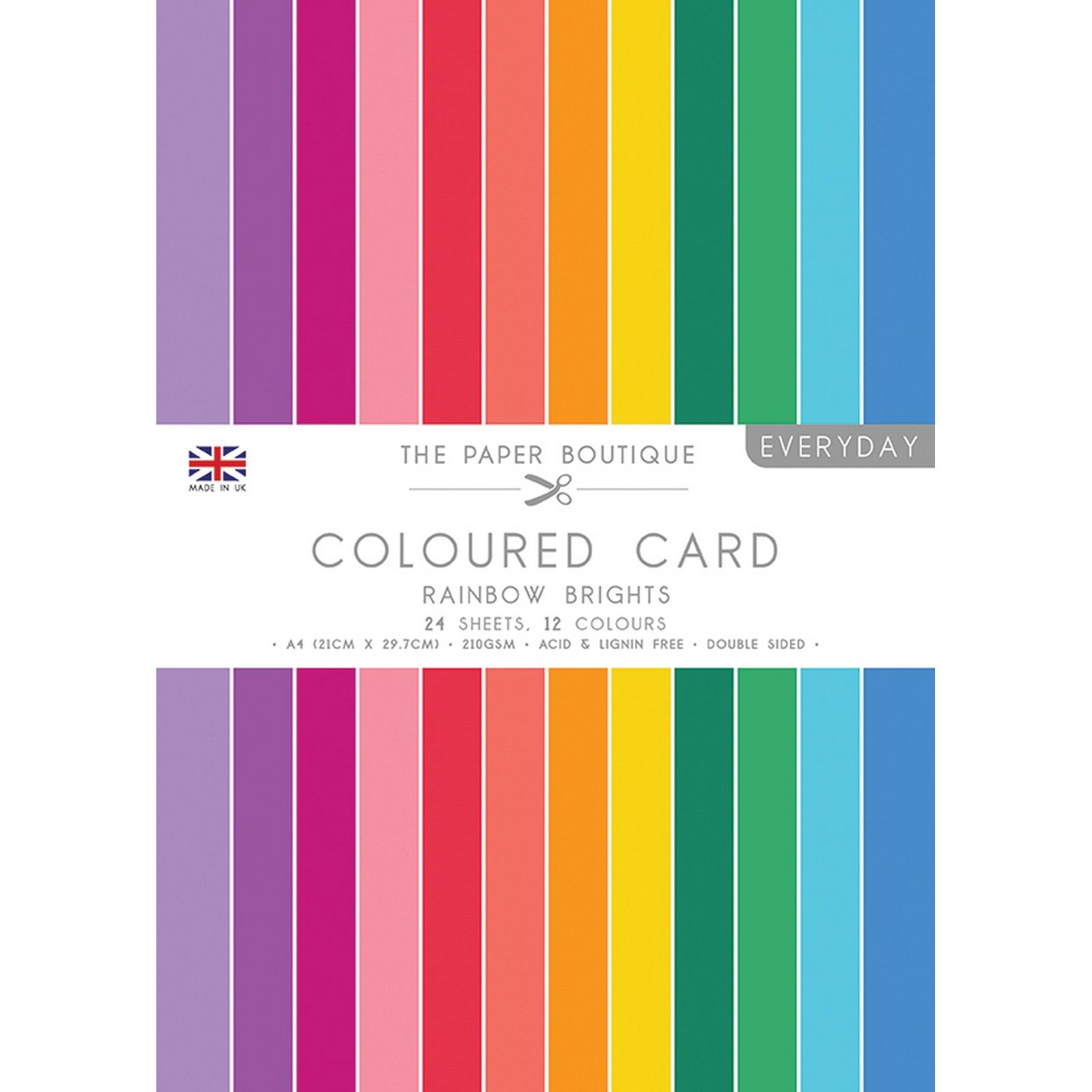 The Paper Boutique Coloured Card Everyday Rainbow brights Cardstock A4 ...