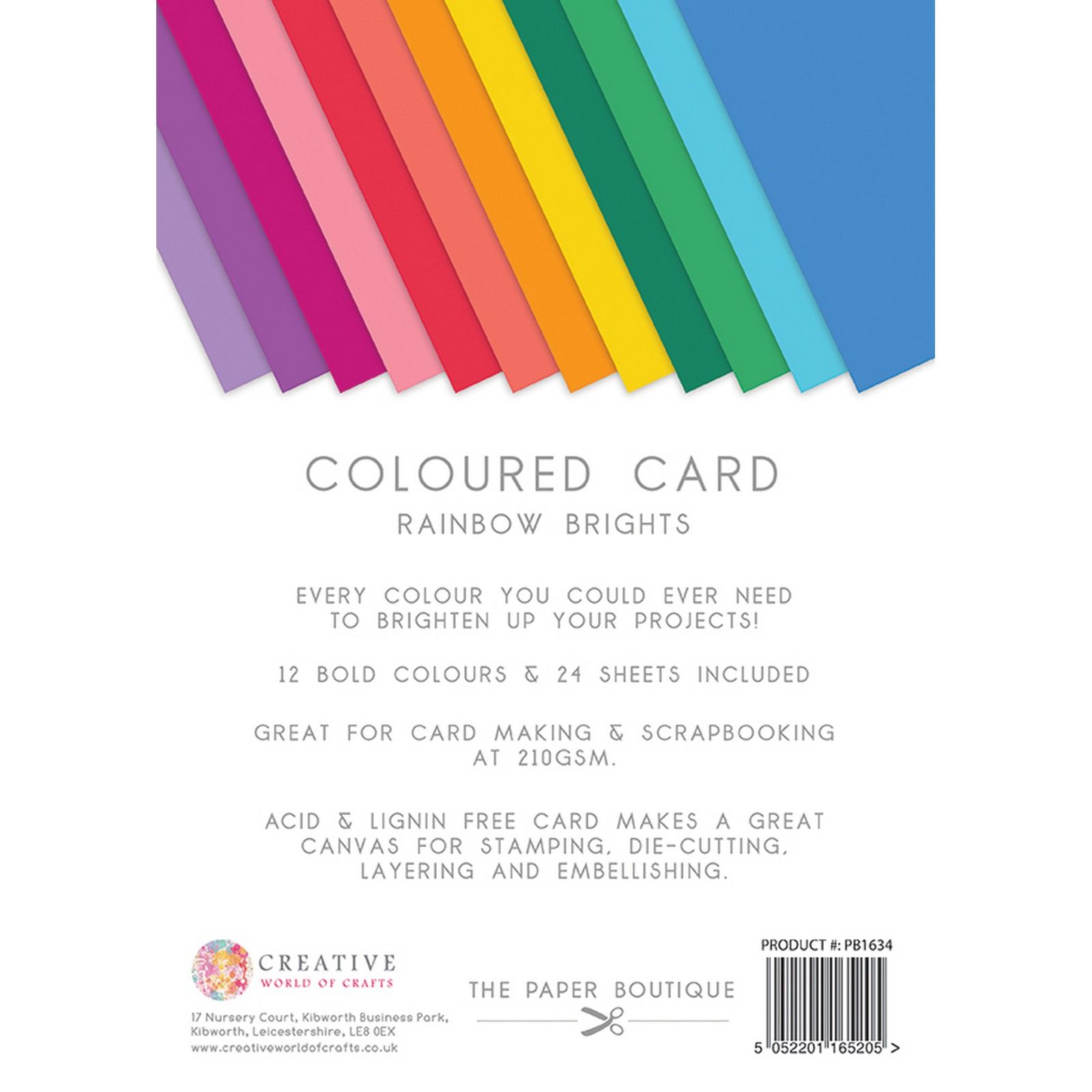The Paper Boutique Coloured Card Everyday Rainbow brights Cardstock A4 ...