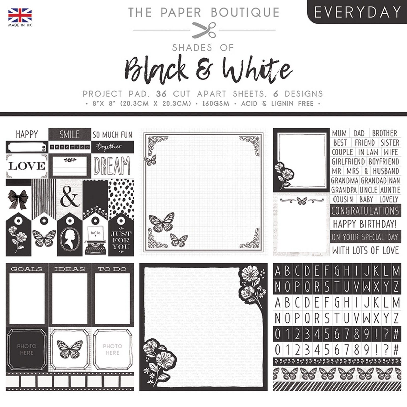 The Paper Boutique Project pad Everyday shades of black - white ...