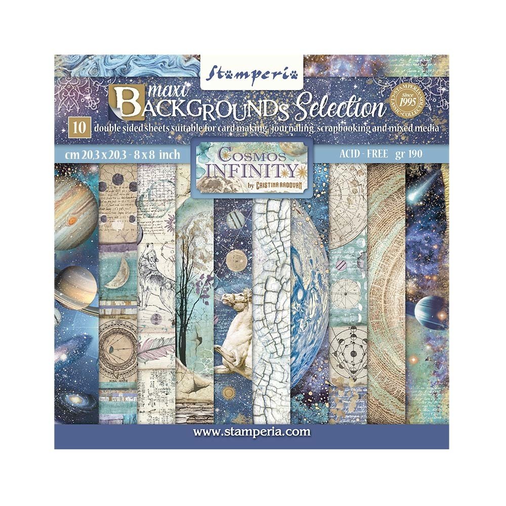 Stamperia "Cosmos Infinity Backgrounds" 8x8" Paper Pack (SBBS71 ...
