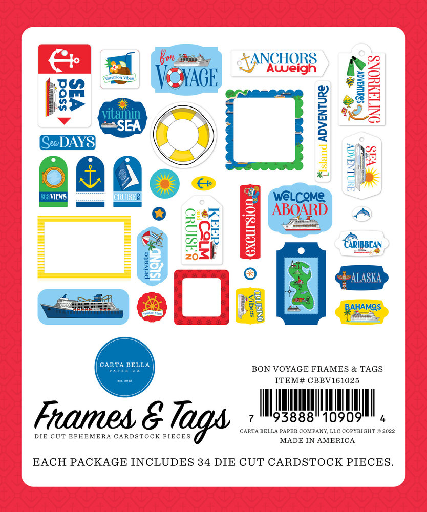 Carta Bella "Bon Voyage" Ephemera Frames & Tags - Stanzteile ...