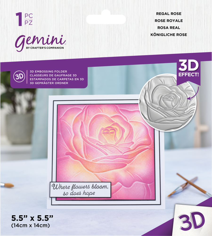 Gemini Regal Rose - Prägeschablone 3D - Königliche Rose - Faltkarten.com