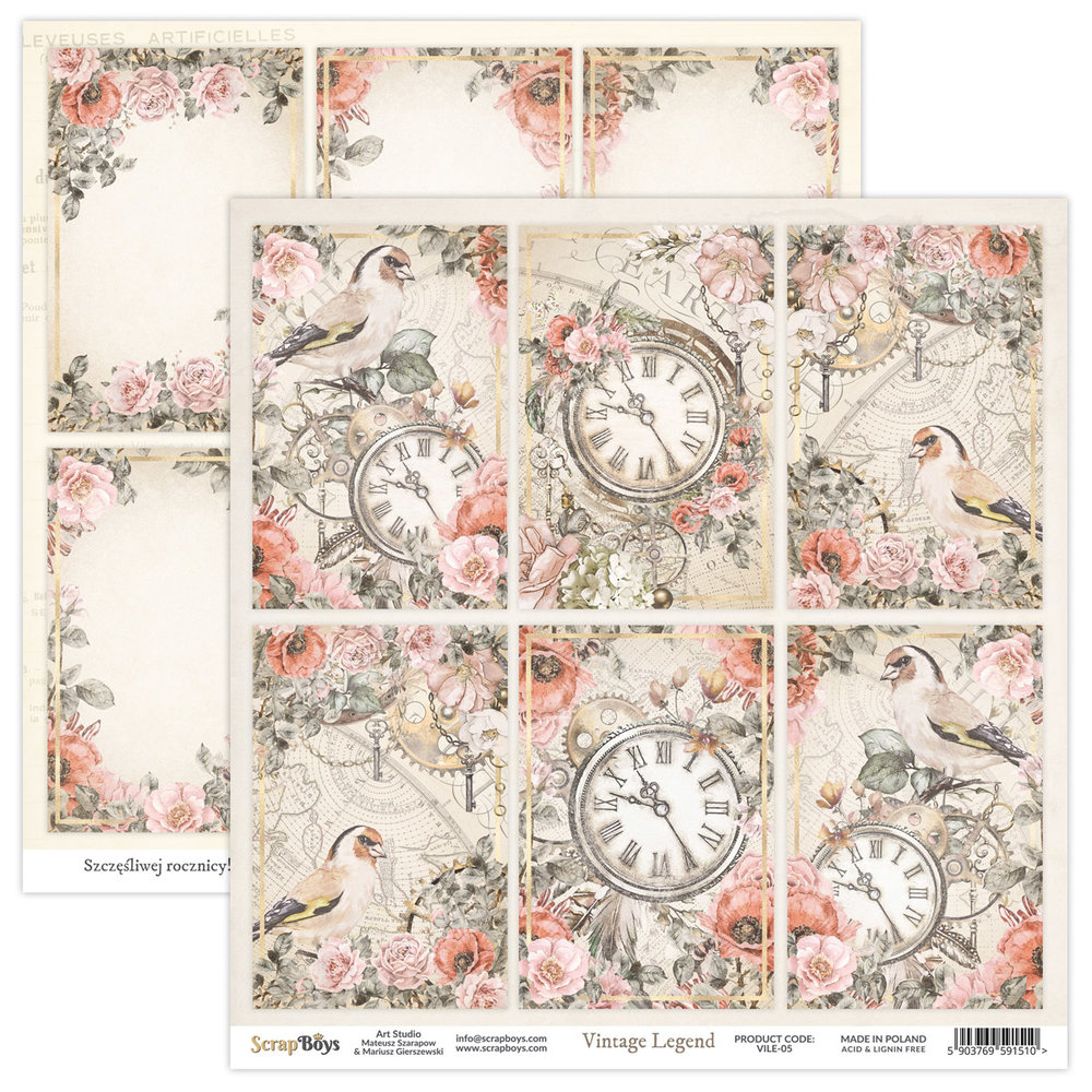 ScrapBoys Designpapier "Vintage Legend" Paper Pack 8x8 Inch 12 Bogen ...