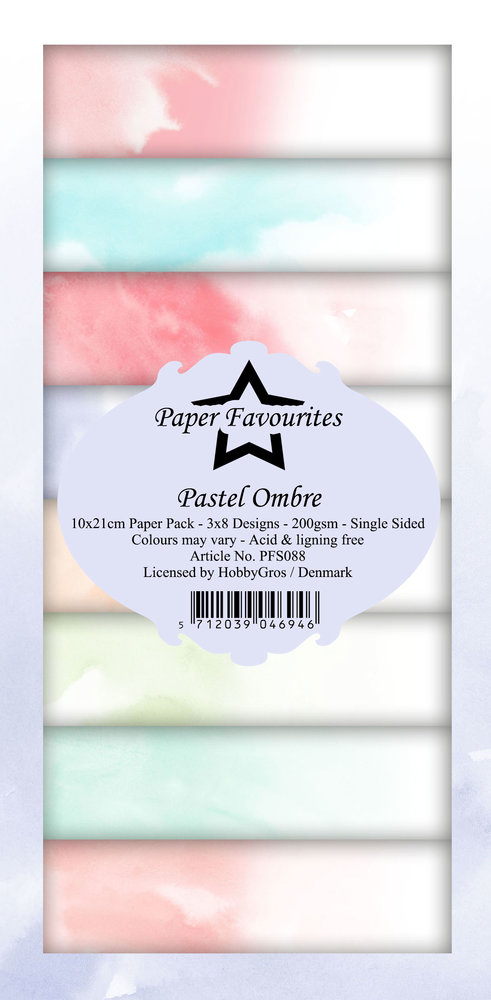 Paper Favourites Designpapier "Pastel Ombre " Slim Paper Pack 3x8 Inch ...