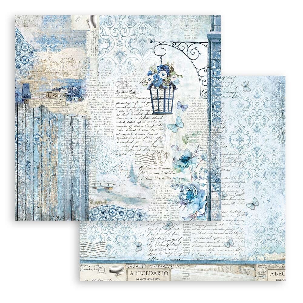 Stamperia Designpapier "Blue Land" Paper Pack 8x8 Inch 10 Bogen ...