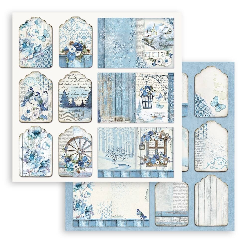 Stamperia Designpapier "Blue Land" Paper Pack 8x8 Inch 10 Bogen ...
